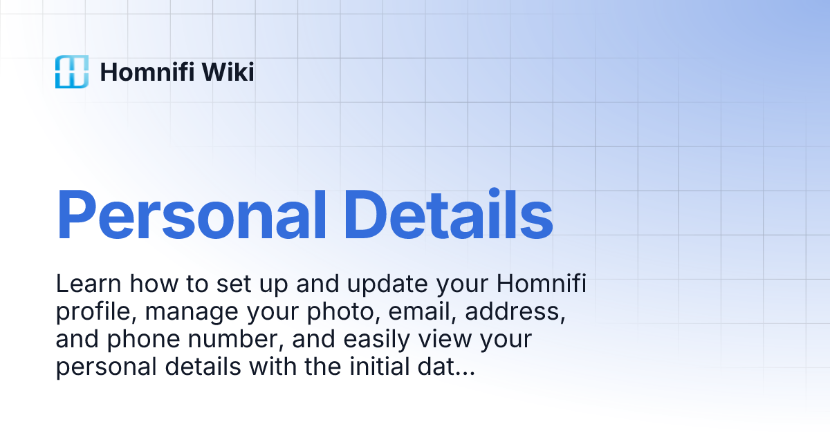 Personal Details | Homnifi Wiki