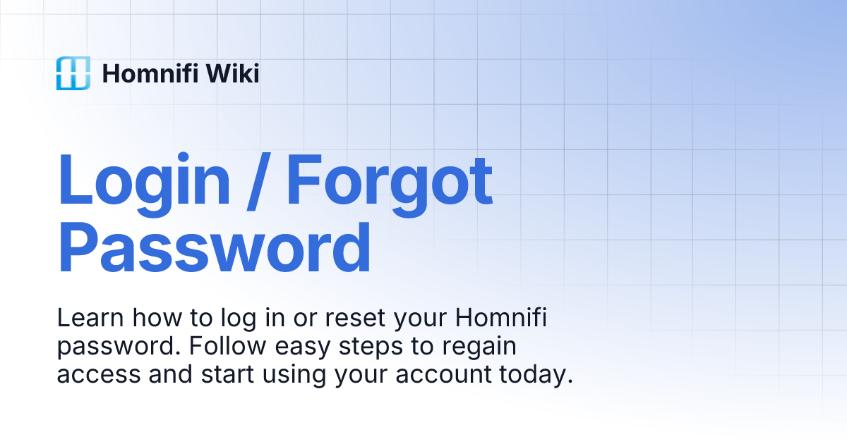 Login / Forgot Password | Homnifi Wiki